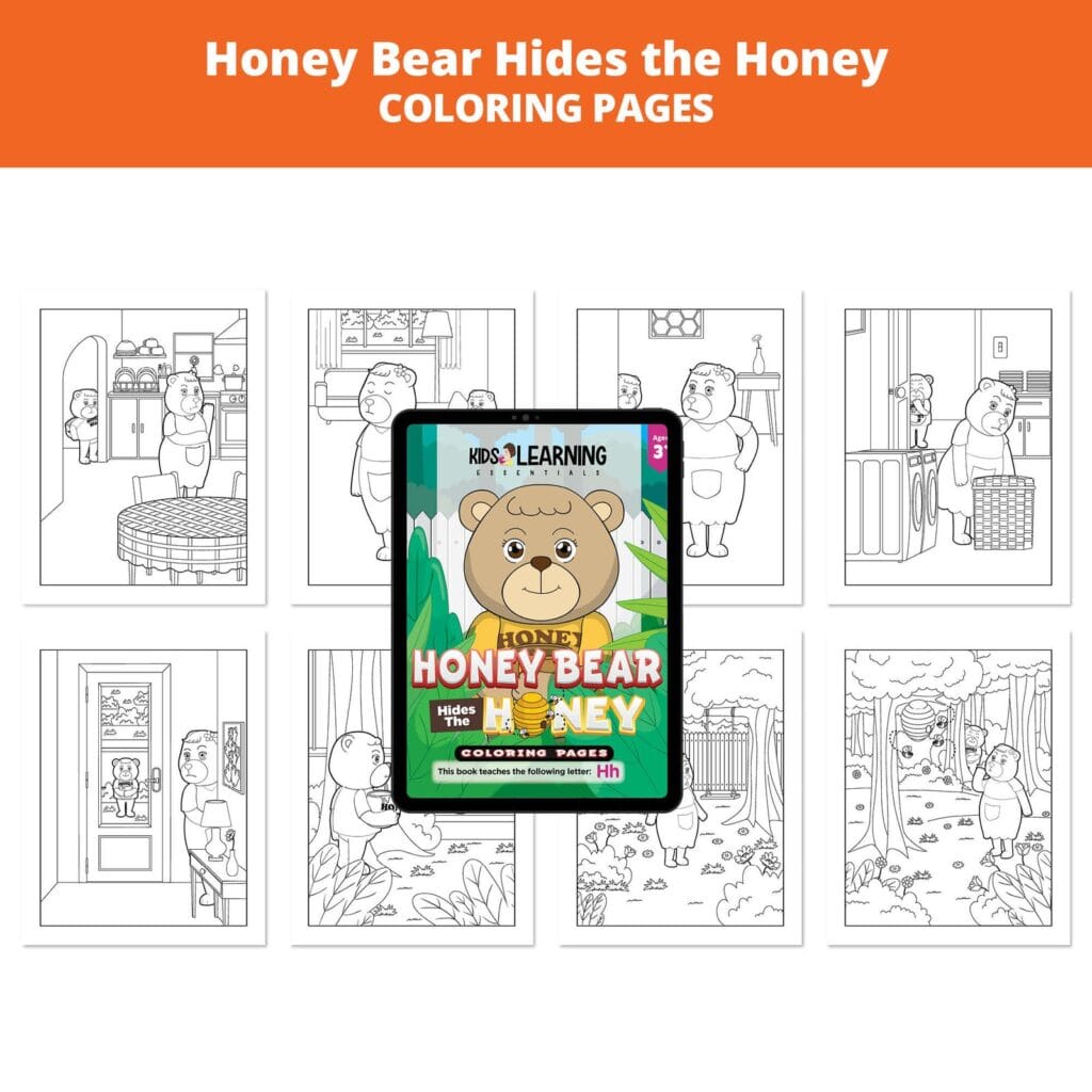 Honey Bear Hides the Honey: Letter Hh Coloring Pages – Kids Learning ...