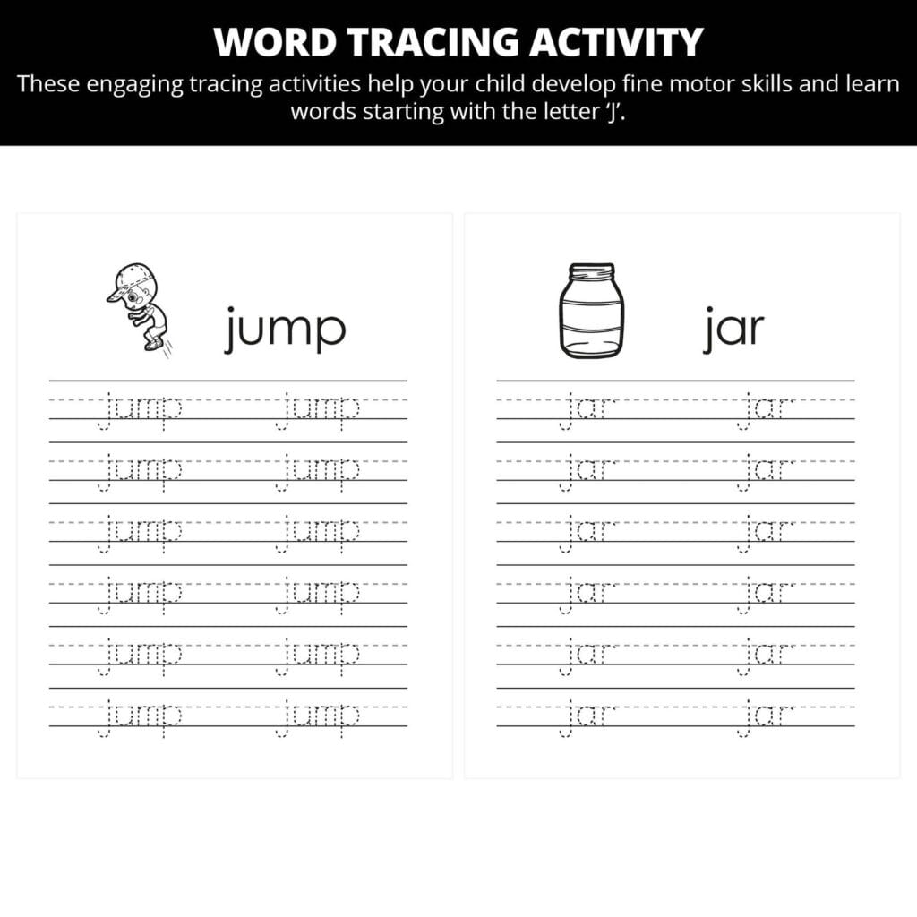 Chris and Chuck Love to Jump: Letter Jj Worksheets – Kids Learning ...